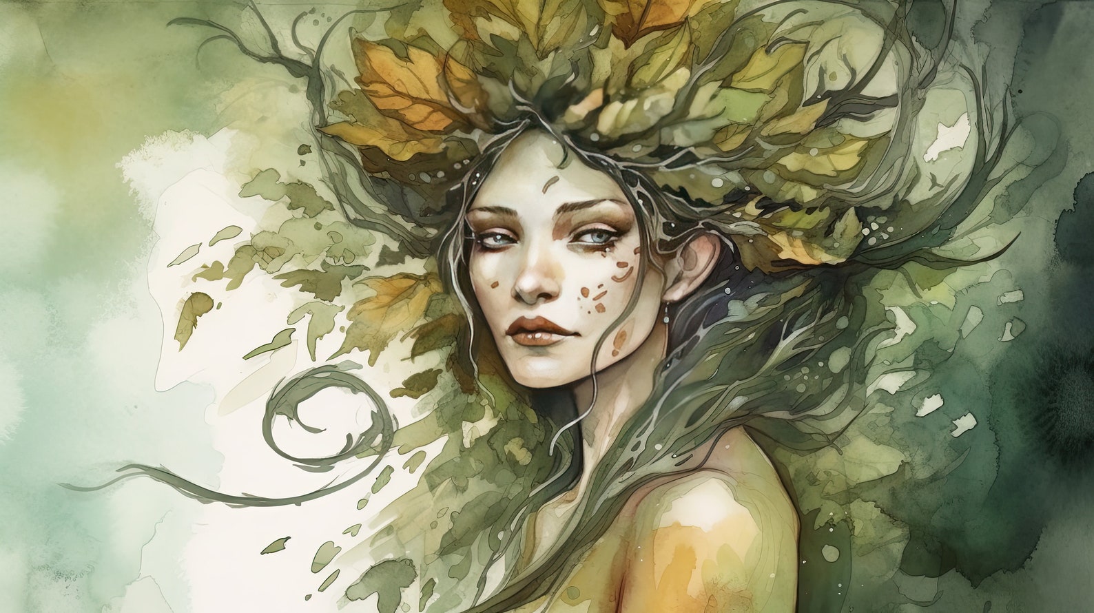 Vintage Style Dryad Watercolor Illustration - Etsy