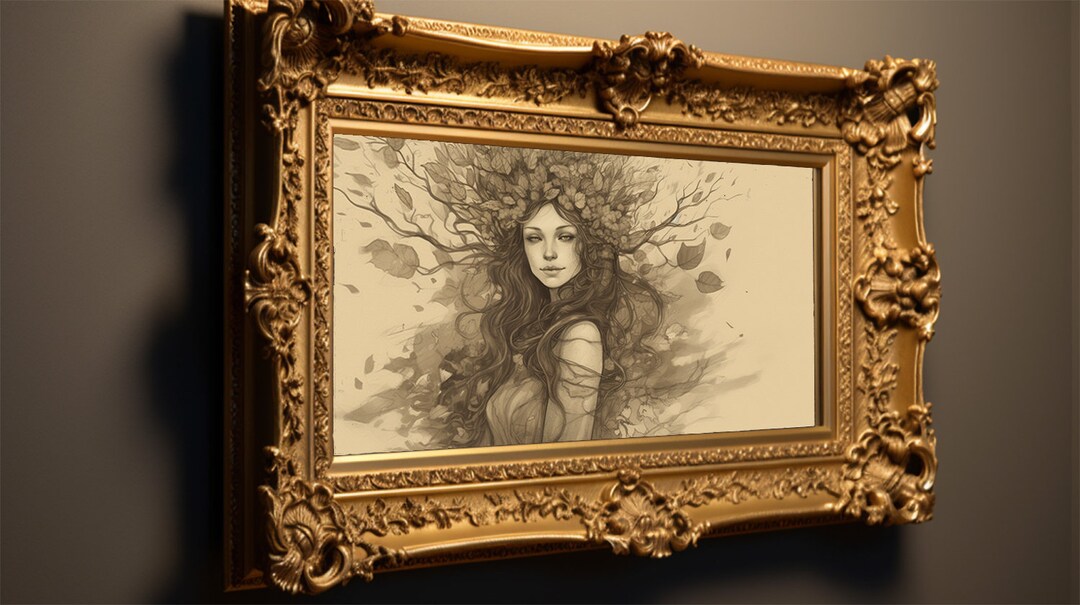 Vintage Neutral Dryad in a Forest Sketch Digital Download - Etsy