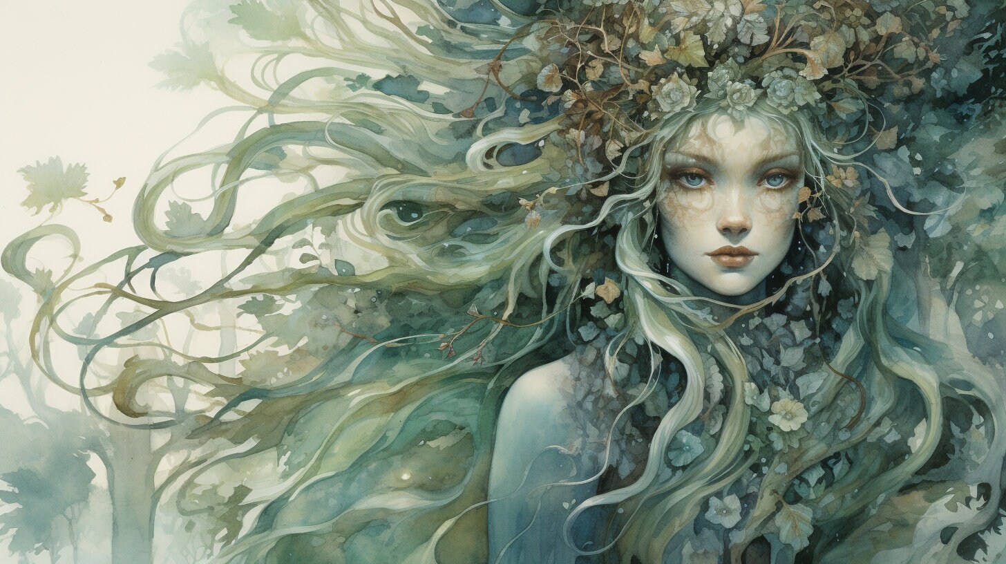 Vintage Style Dryad Watercolor Illustration - Etsy