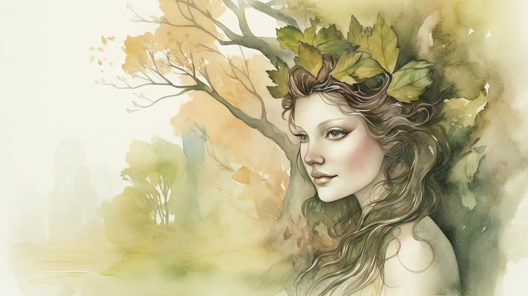 Vintage Style Dryad Watercolor Illustration - Etsy