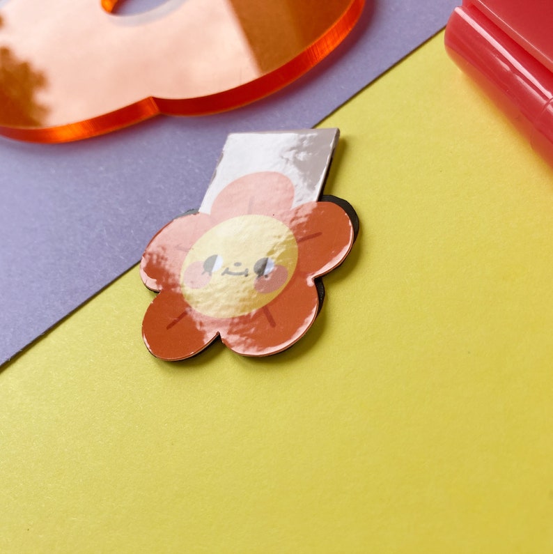 Magnetic Bookmark Silly Flower Face - Etsy
