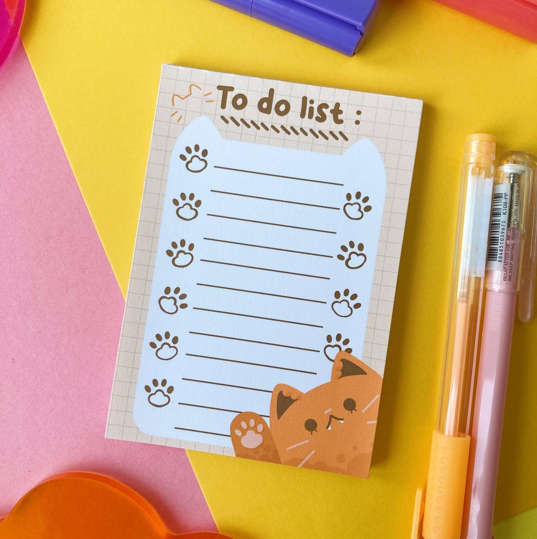 Cute Tear-off Notepad - To-do List Orange Funny Cat (35 Adorable Sheets ...