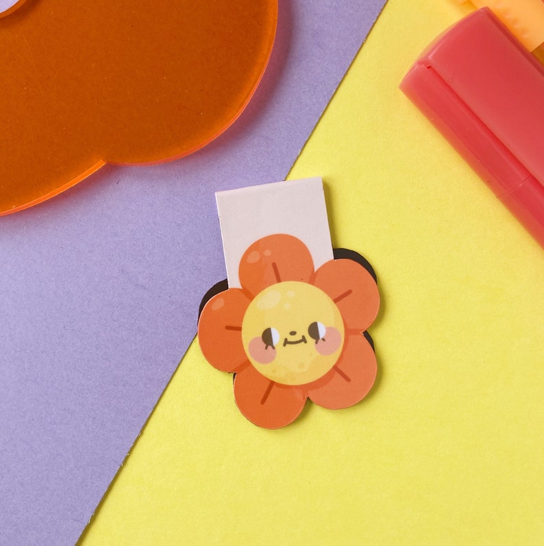 Magnetic Bookmark Silly Flower Face - Etsy