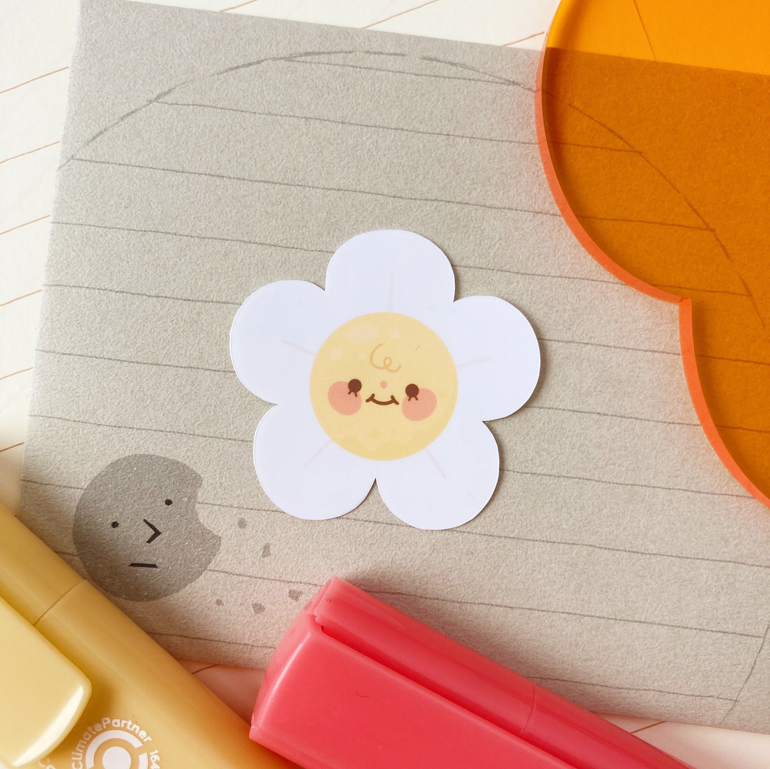 White Flower Face Sticker - Etsy
