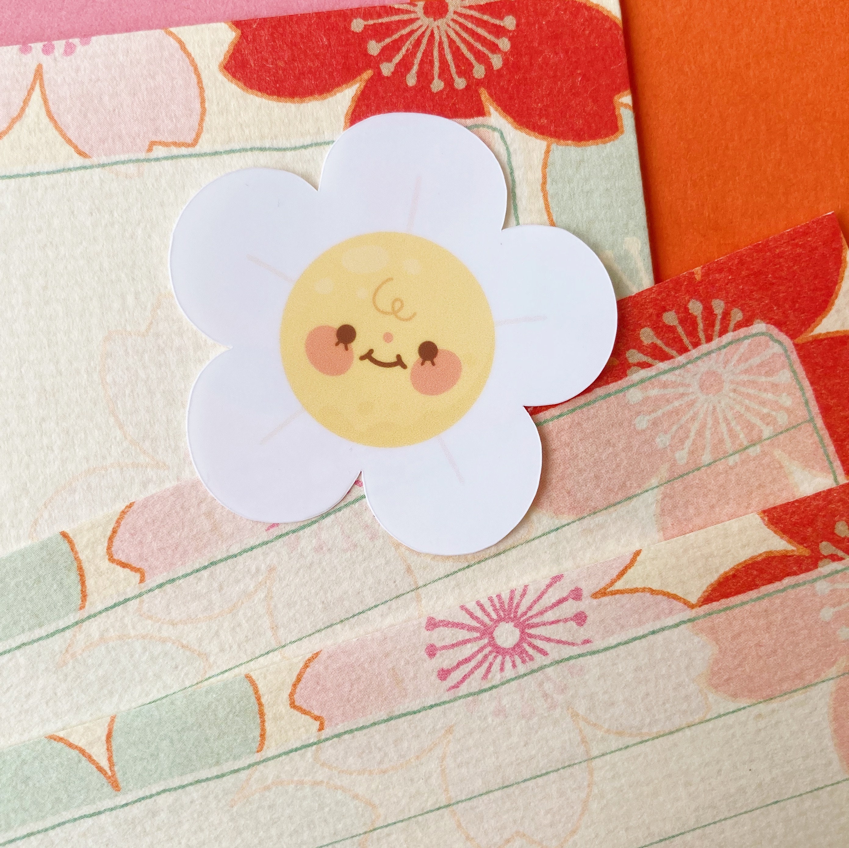 White Flower Face Sticker - Etsy