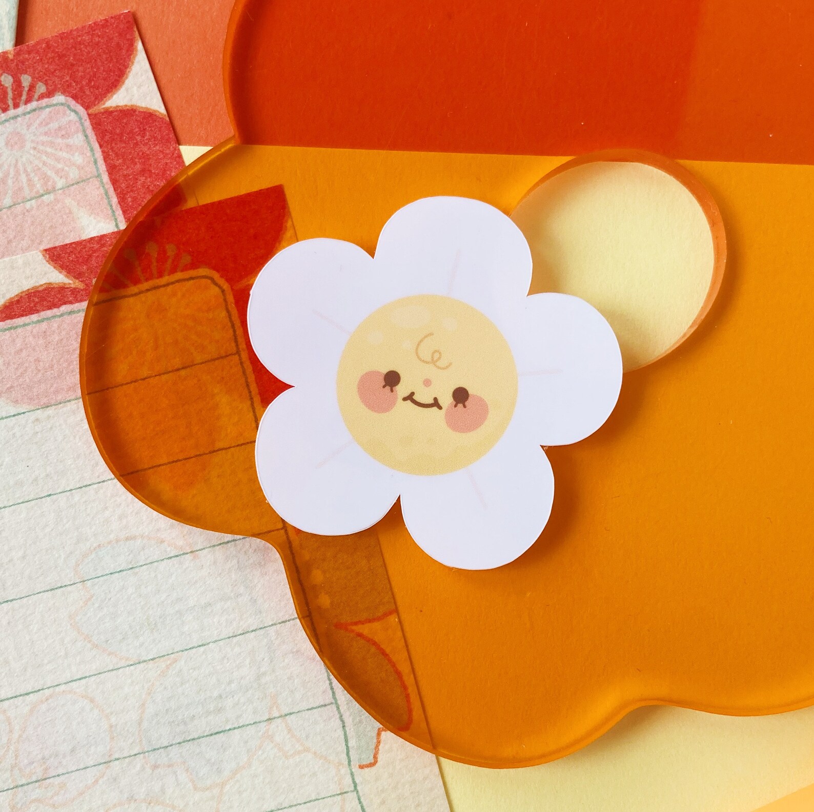 White Flower Face Sticker - Etsy