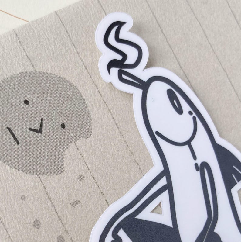 Cool Smoking Fish Sticker – Handmade Black & White Vinyl Sticker ...