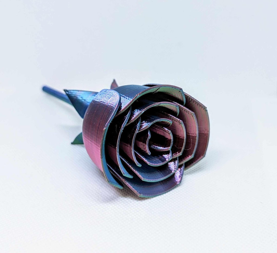 Colourful 3D Printed Rose With Stem - Etsy