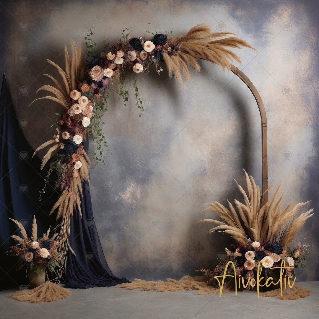Romantic Boho Digital Floral Frame Photography Backdrop, Digital Frame ...