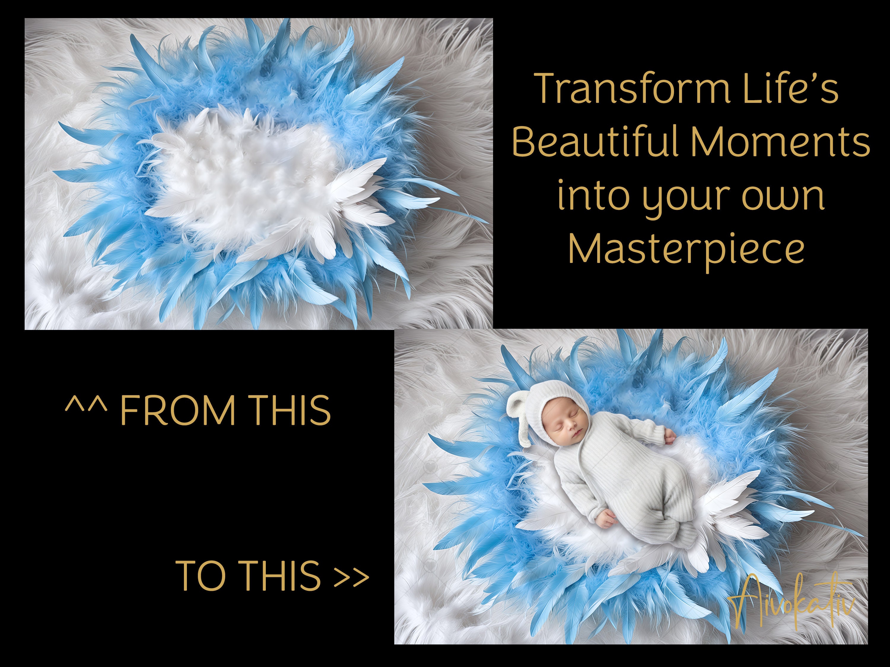 Beautiful Blue and White Baby Digital Photography Backdrop, Digital ...