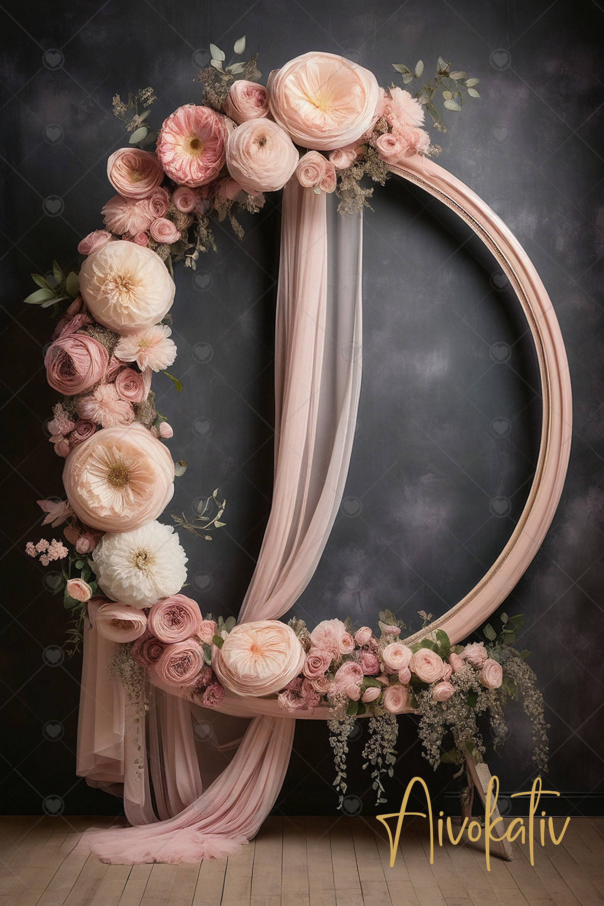 Romantic Oval Digital Floral Frame Photography Backdrop - Etsy
