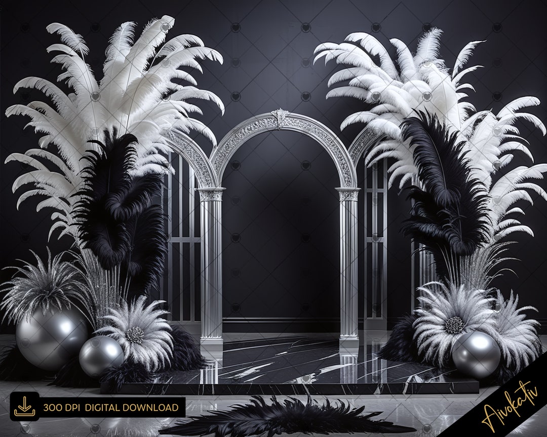Elegant Black & Silver Digital Photography Backdrop, Gatsby Style ...