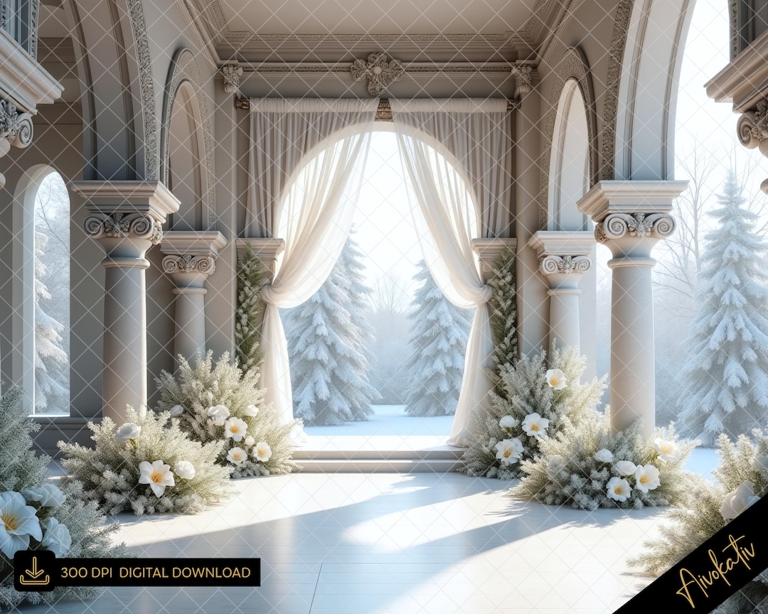 Elegant Winter Wedding Arch Backdrop | Digital Download | Wedding ...