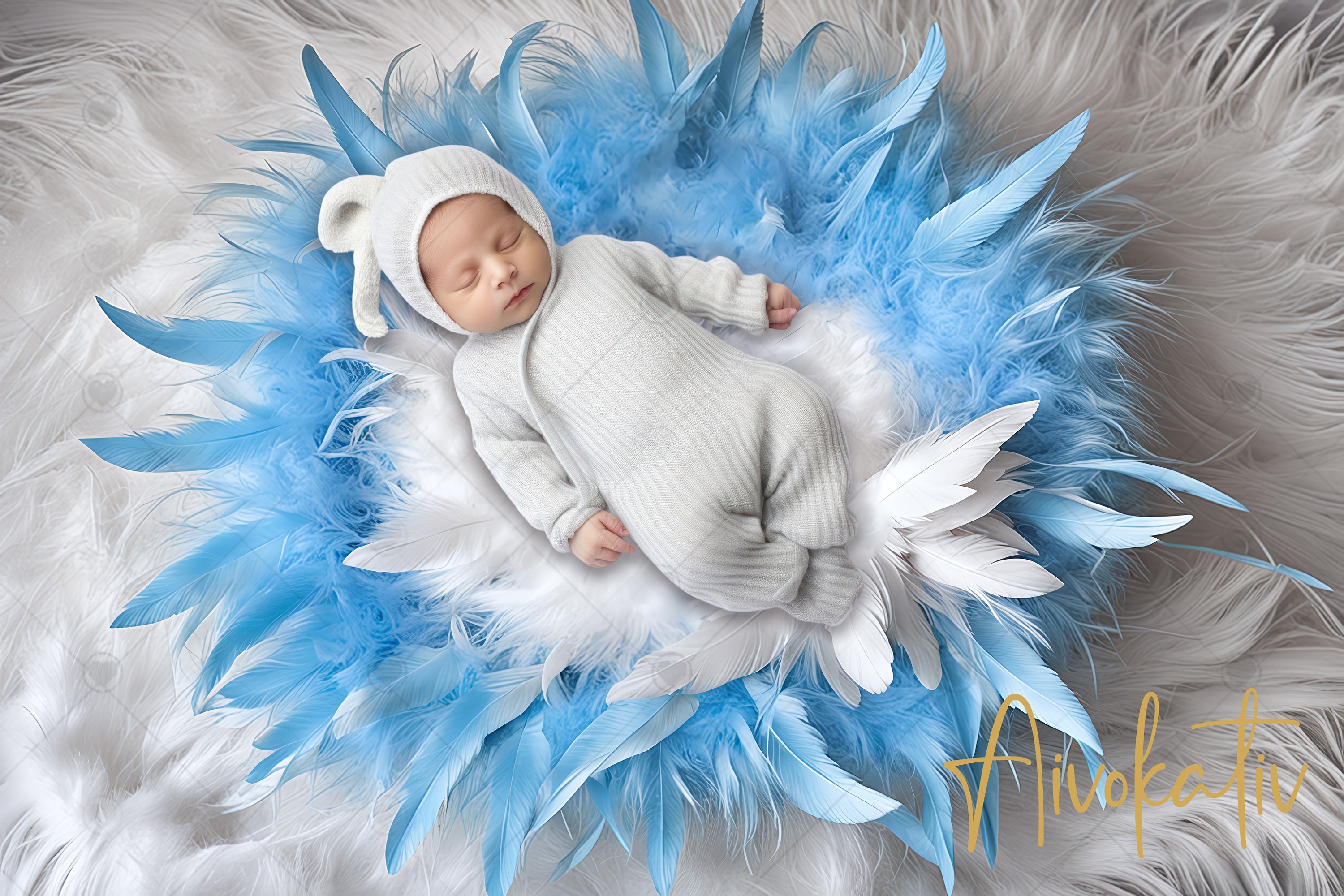 Beautiful Blue and White Baby Digital Photography Backdrop, Digital ...