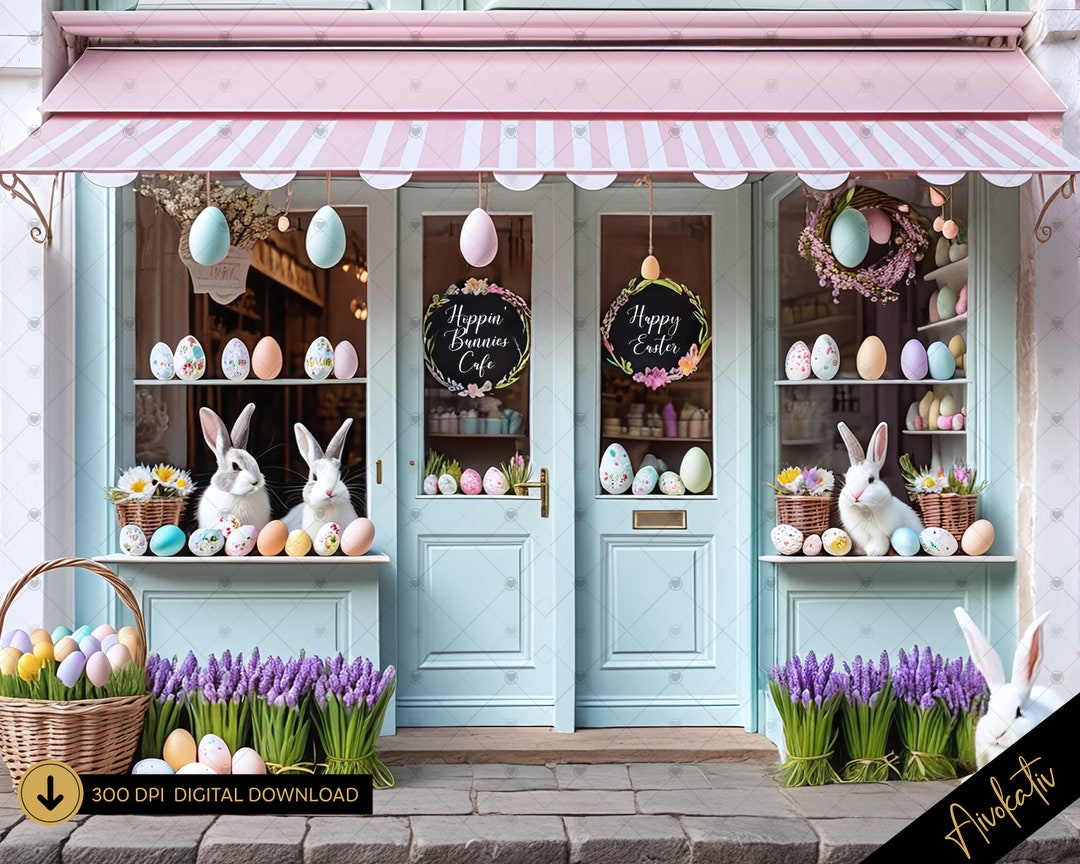 Easter Cafe Digital Photography Backdrop, Digital Background Kids ...