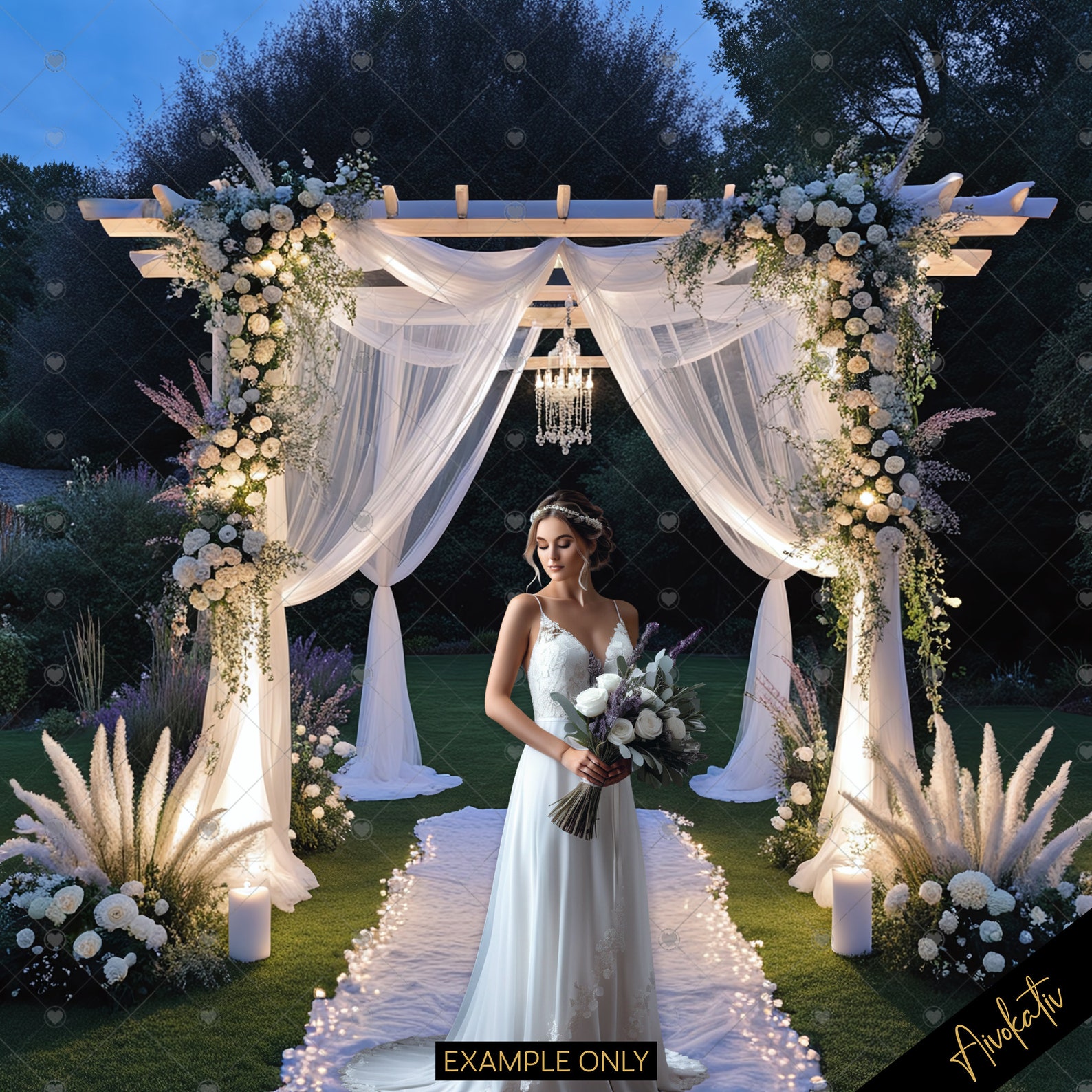Romantic Wedding Floral Arbor Digital Photography Backdrop, Outdoor ...