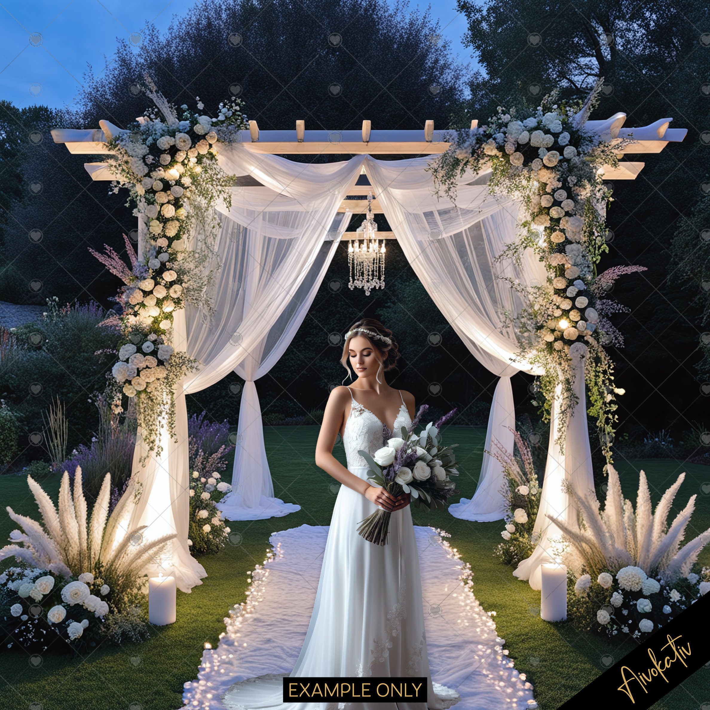 Romantic Wedding Floral Arbor Digital Photography Backdrop, Outdoor ...