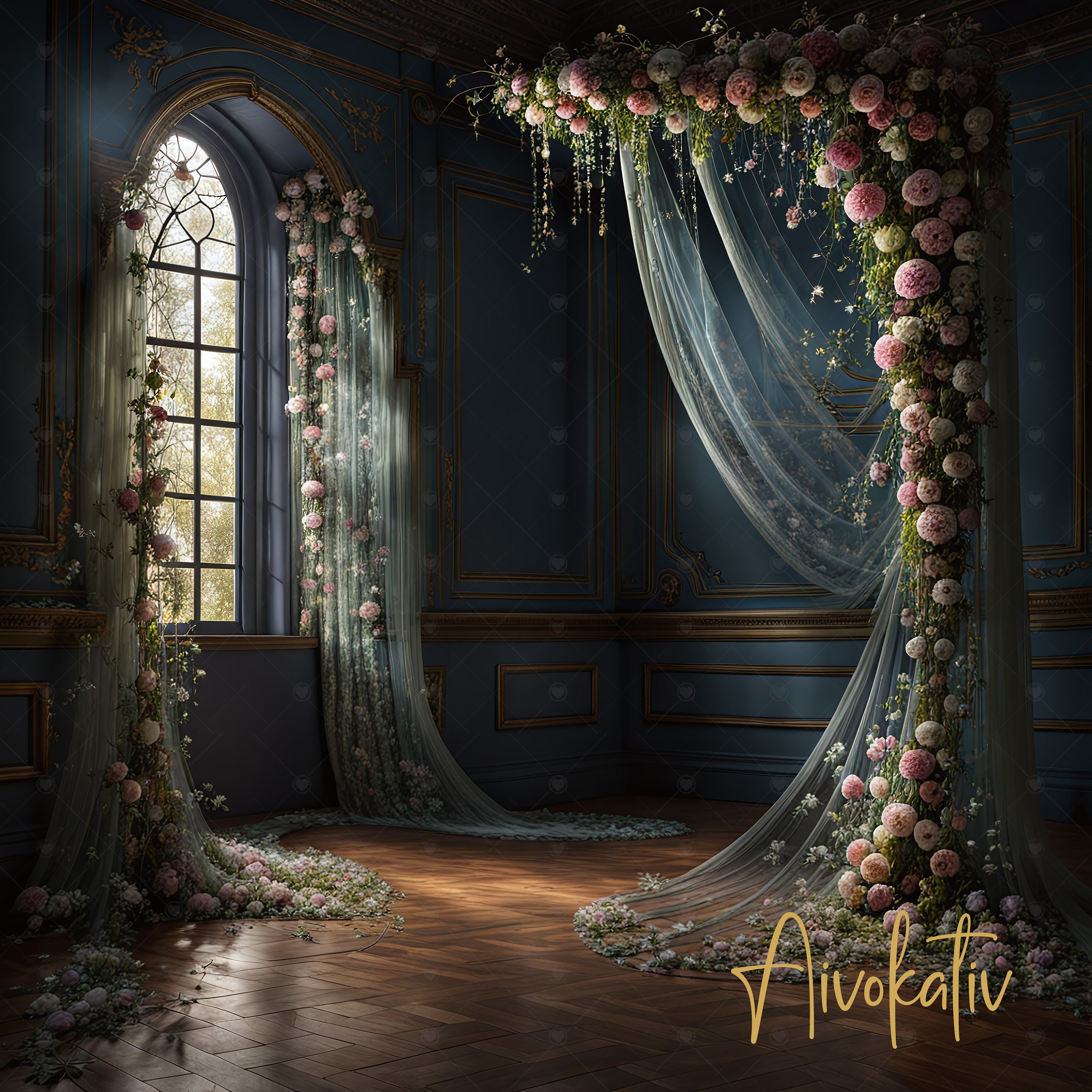 Romantic Digital Photography Backdrop, Flowers Digital Background ...