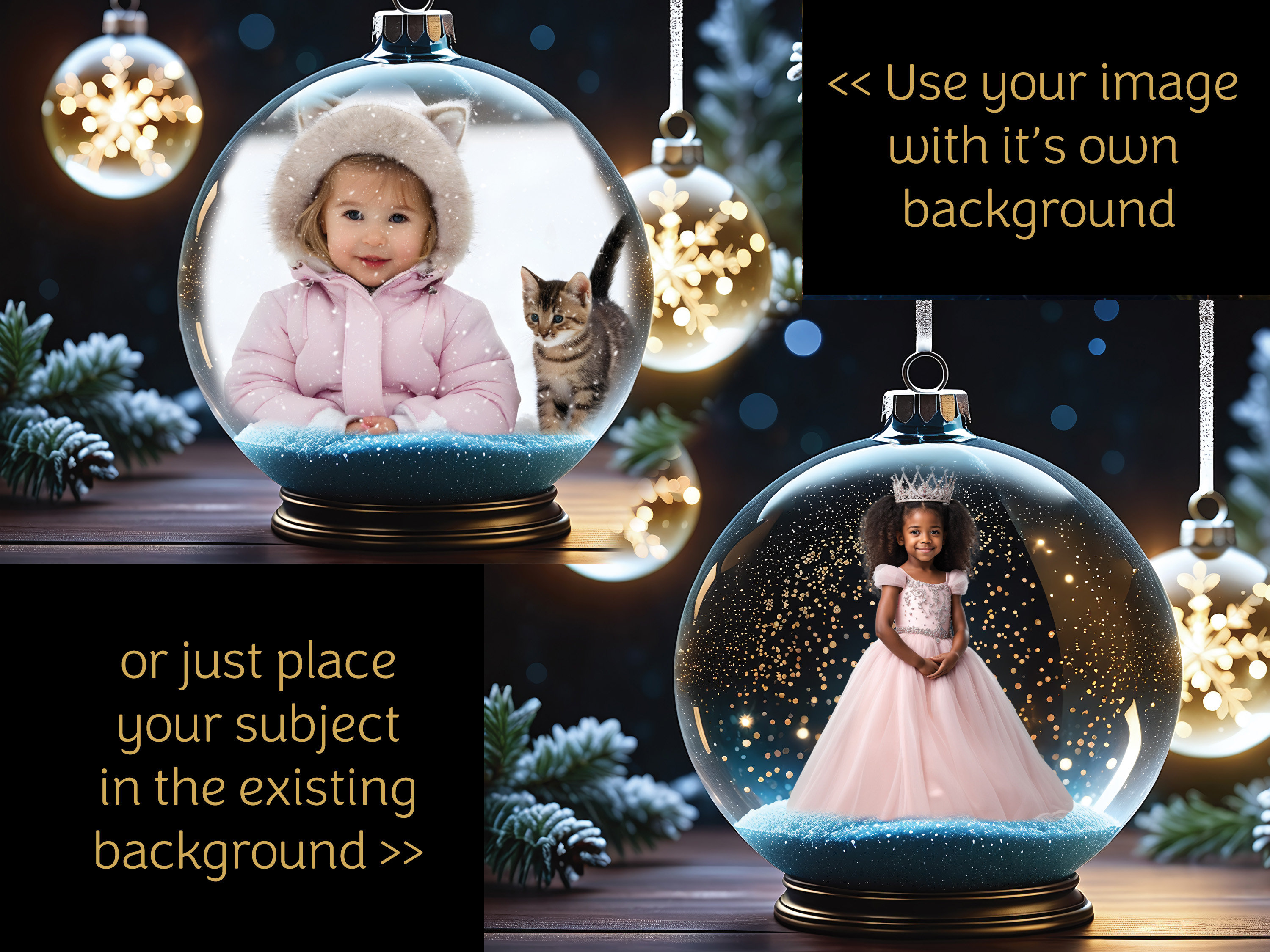 Winter Magic Snow Globe Photo Insert Digital Backdrop for Composite ...