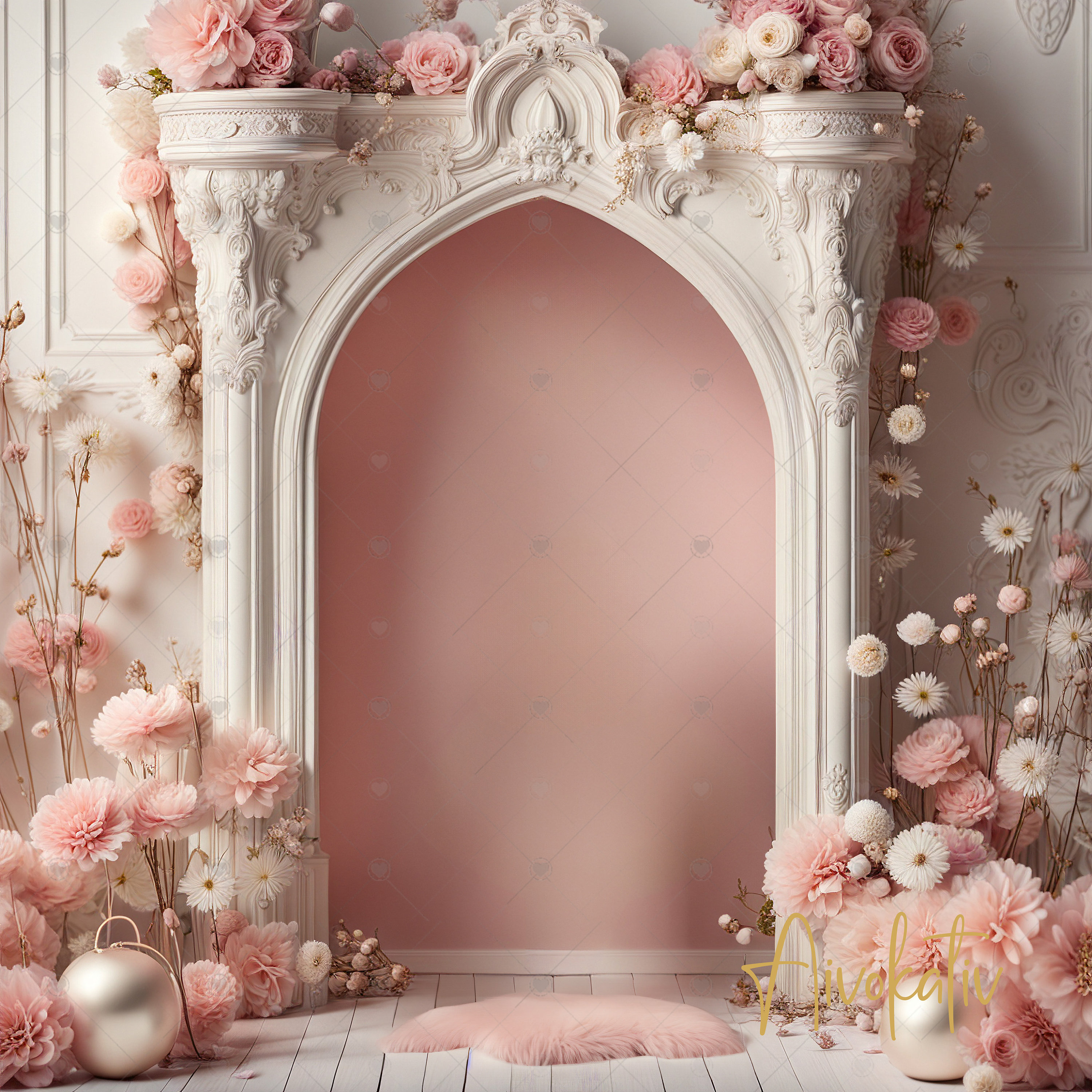Beautiful Arch With Flowers Digital Photography Backdrop, Floral ...