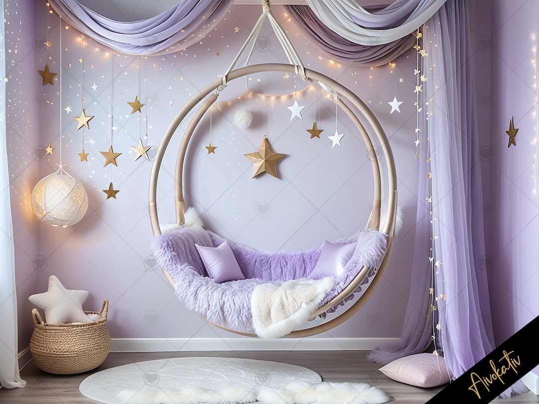 Pretty Boho Baby Swing Digital Photography Backdrop, Digital Background ...