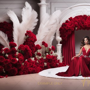 Romantic Red Roses Digital Photography Backdrop Valentine Digital ...