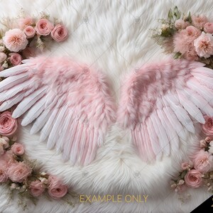 Pretty Pink Baby Angel Wings Digital Photography Backdrop, Digital ...