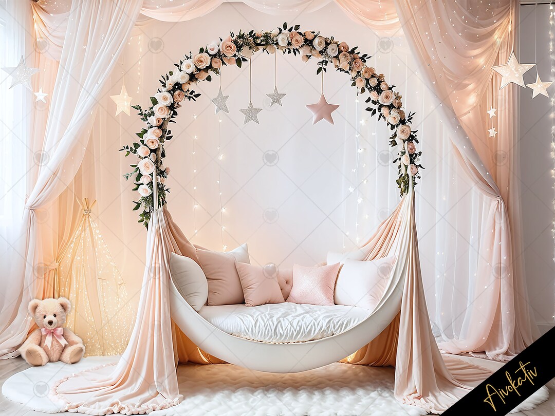 Pretty Boho Baby Swing Digital Photography Backdrop, Digital Background ...