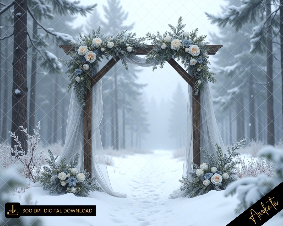 Elegant Winter Wedding Arch Backdrop | Digital Download | Wedding ...