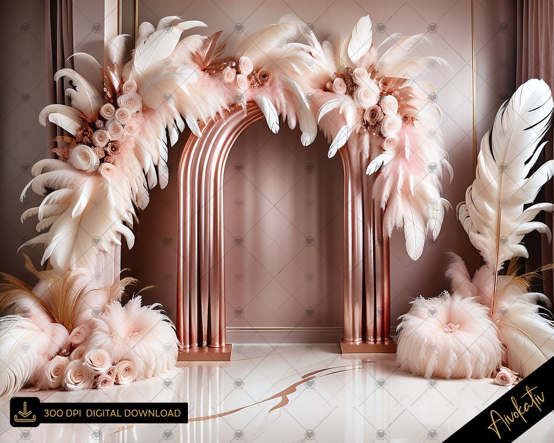 Elegant Cream & Rose Gold Digital Photography Backdrop, Photoshop ...