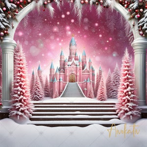 Christmas Castle Wonderland Digital Photography Backdrop, Holiday ...