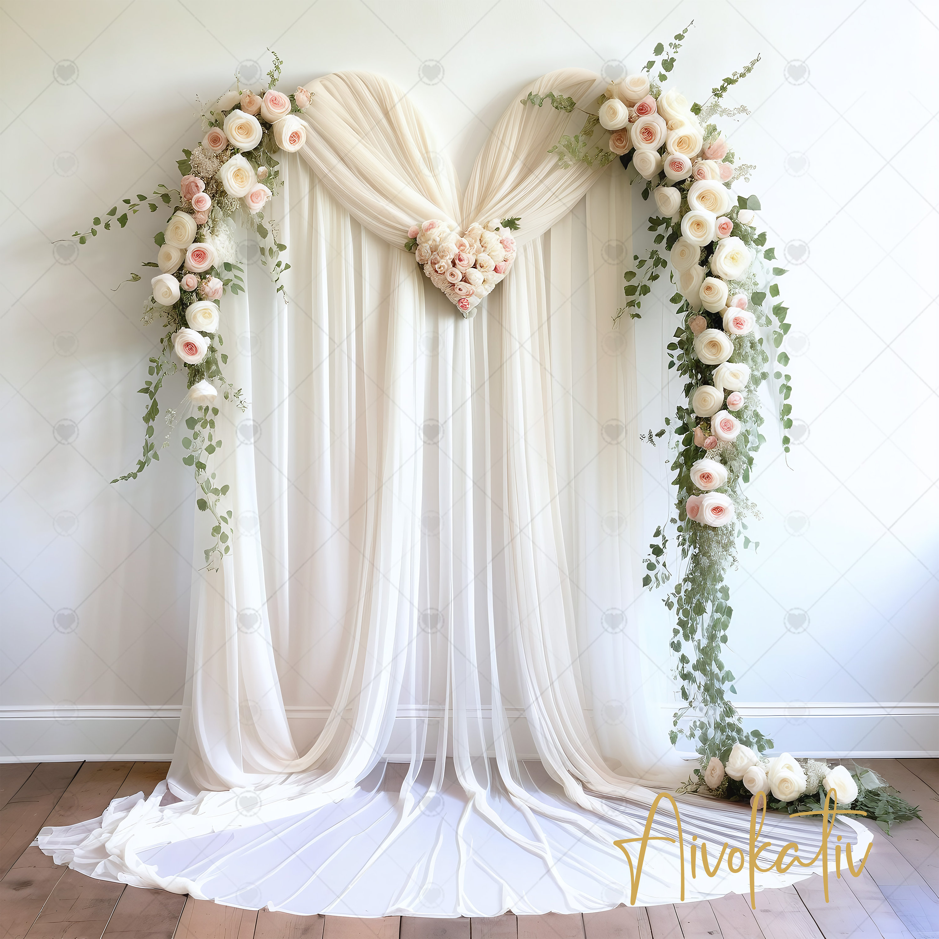Romantic Wedding Floral Digital Photography Backdrop Boho Digital ...