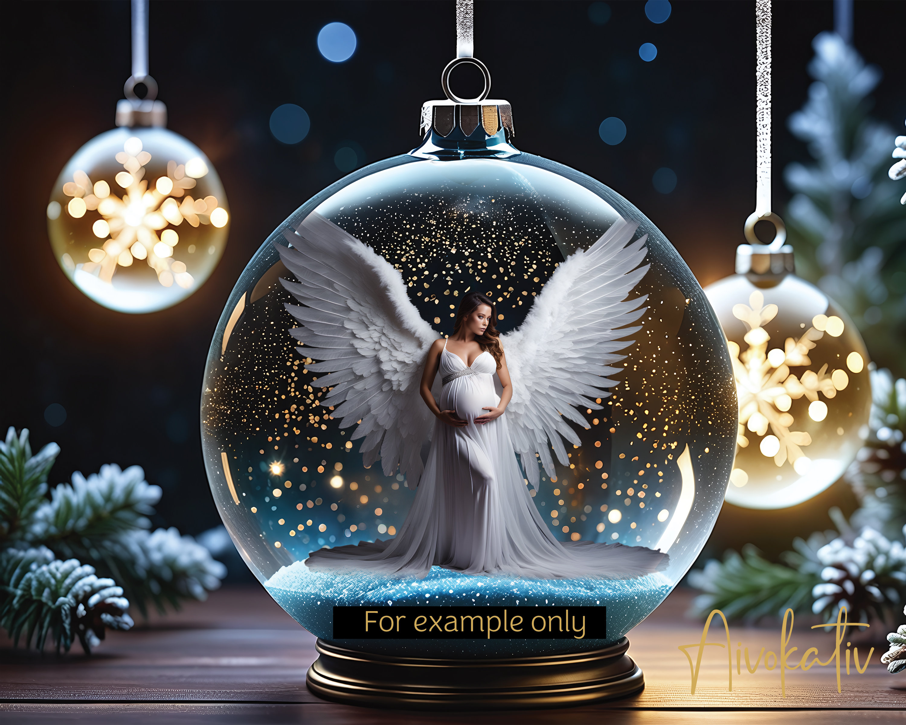 Winter Magic Snow Globe Photo Insert Digital Backdrop for Composite ...