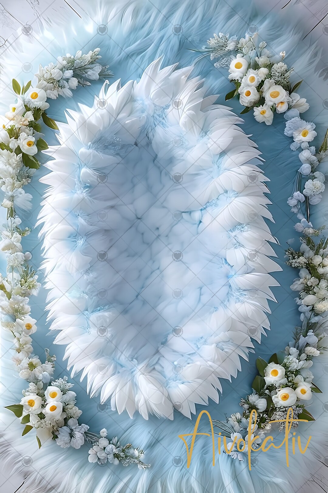 Beautiful Blue and White Baby Digital Photography Backdrop, Digital ...