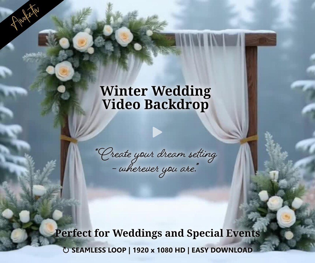 Winter Wedding Arch Video Backdrop | Seamless Loop | Falling Snow ...