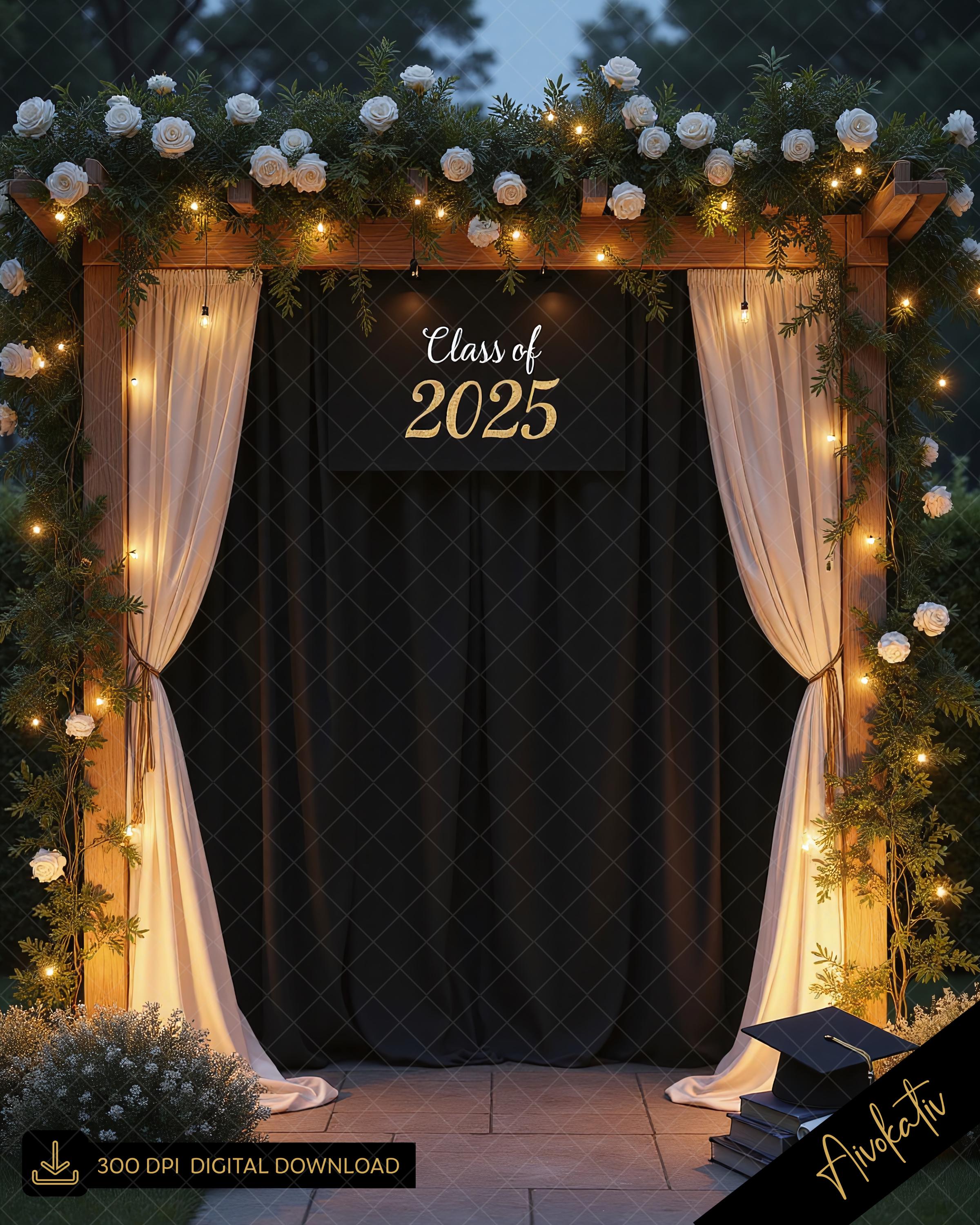 Elegant Graduation Class of 2025 Digital Photography Backdrop ...