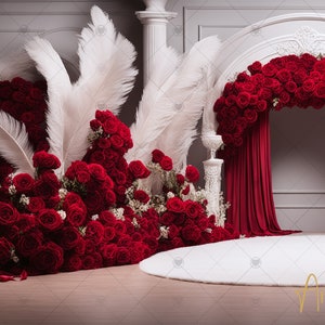 Romantic Red Roses Digital Photography Backdrop Valentine Digital ...