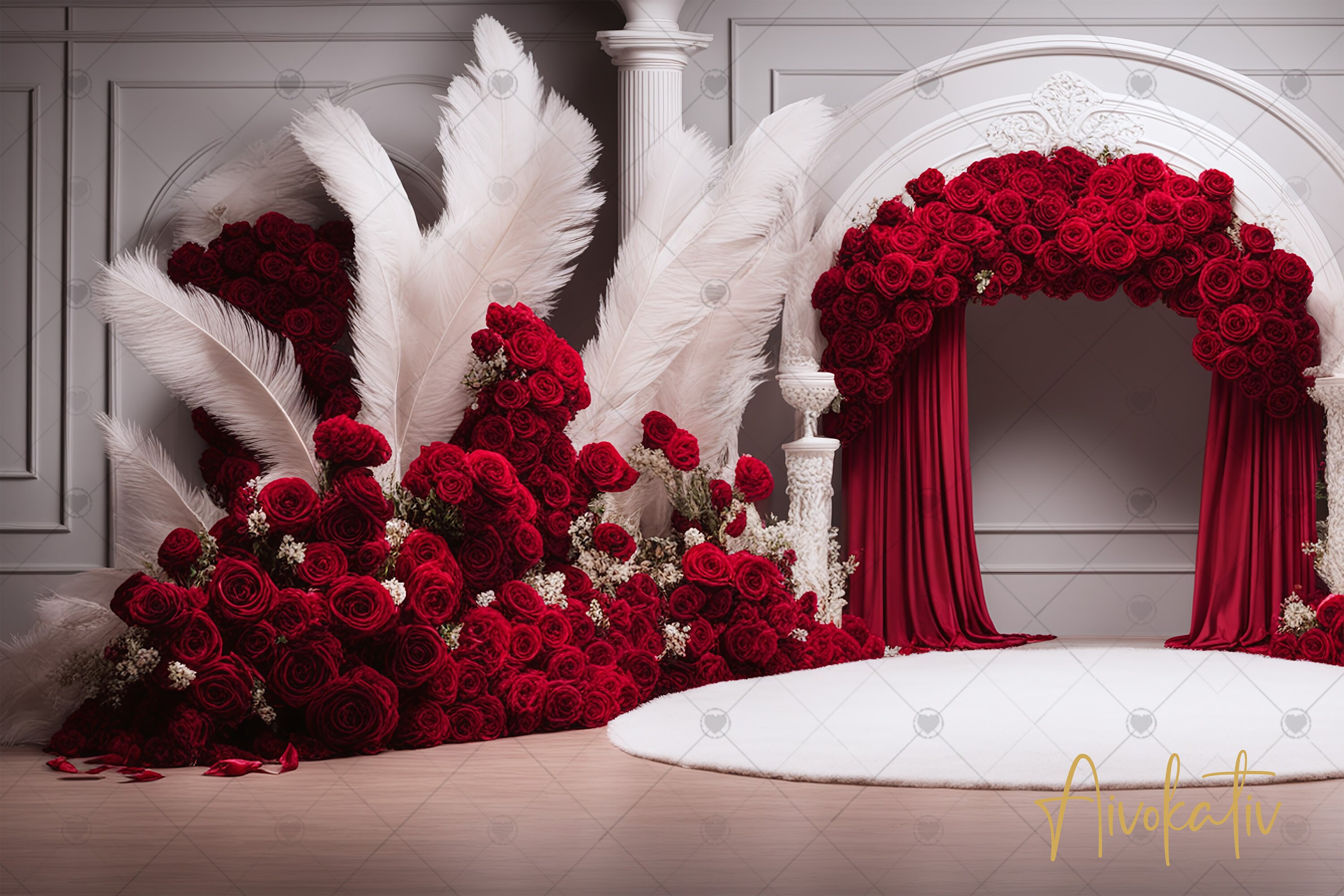 Romantic Red Roses Digital Photography Backdrop Valentine Digital ...