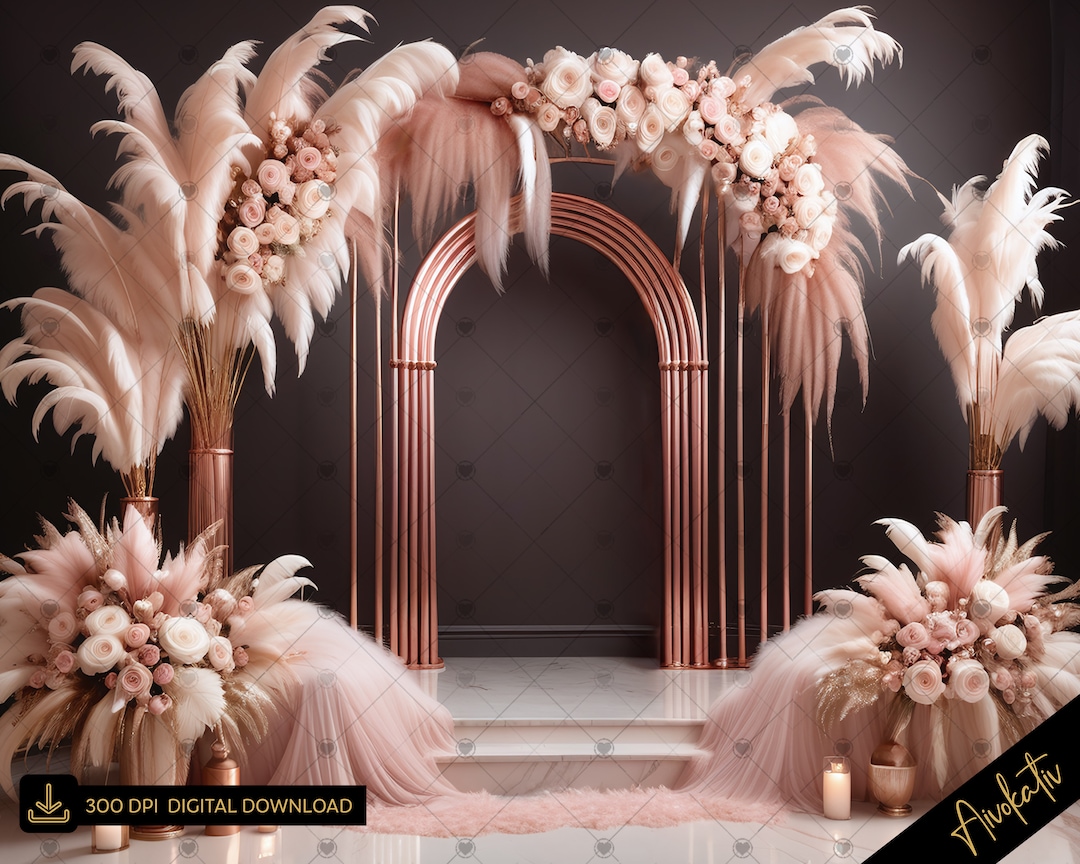 Elegant Cream & Rose Gold Digital Photography Backdrop, Photoshop ...