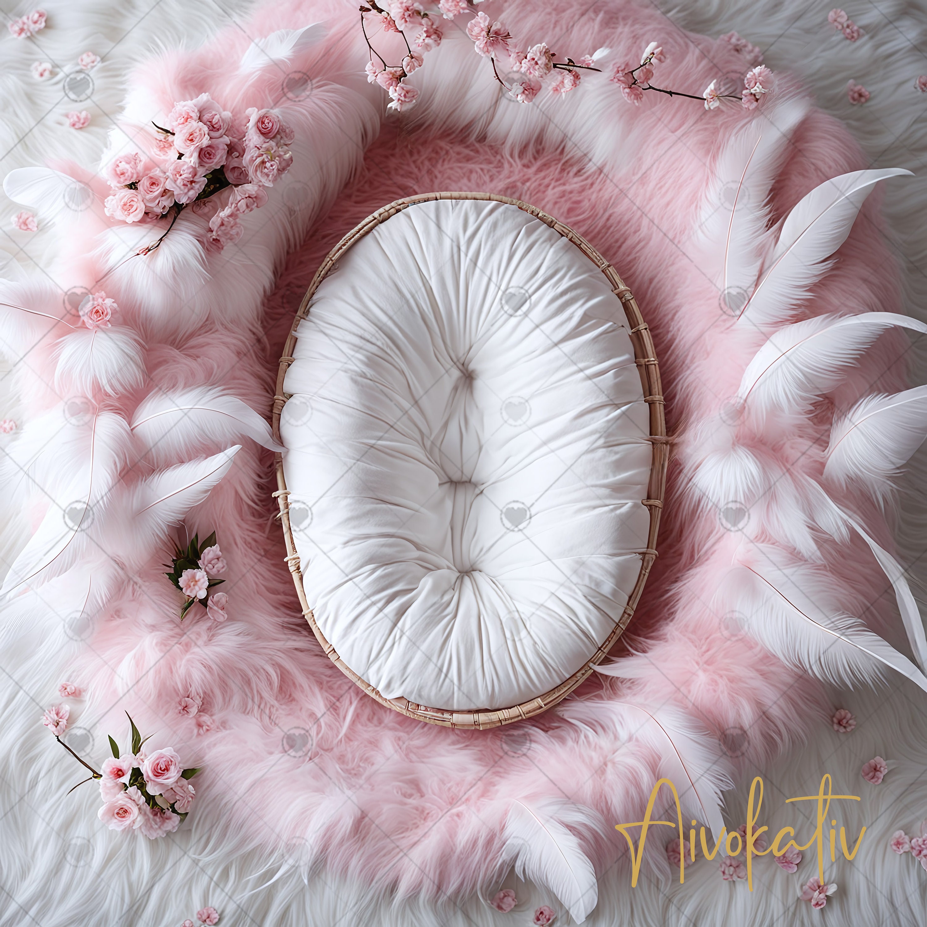 Pretty Spring Cherry Blossom Baby Digital Photography Backdrop, Digital ...