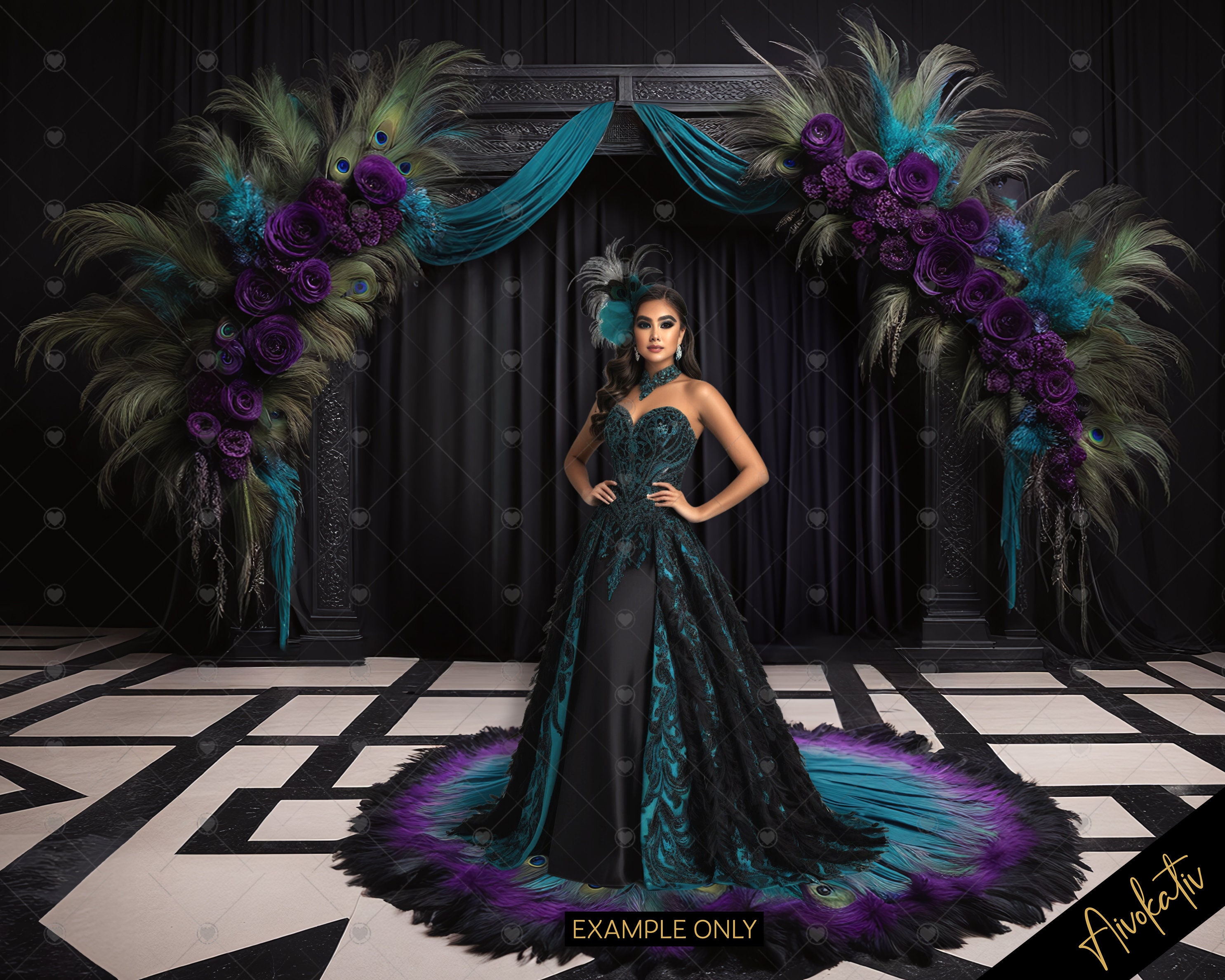 Elegant Gothic Reverie Digital Photo Backdrop, Digital Backdrop Overlay ...