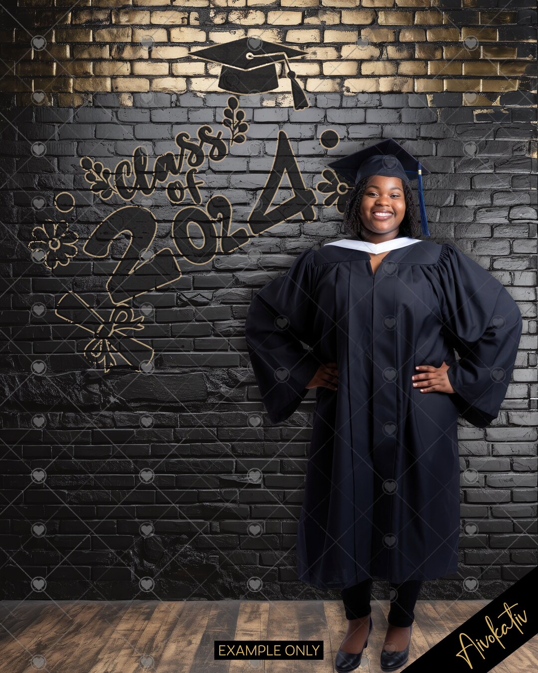 Classy Black & Gold Graduation Graffiti Digital Photo Backdrop, Digital ...