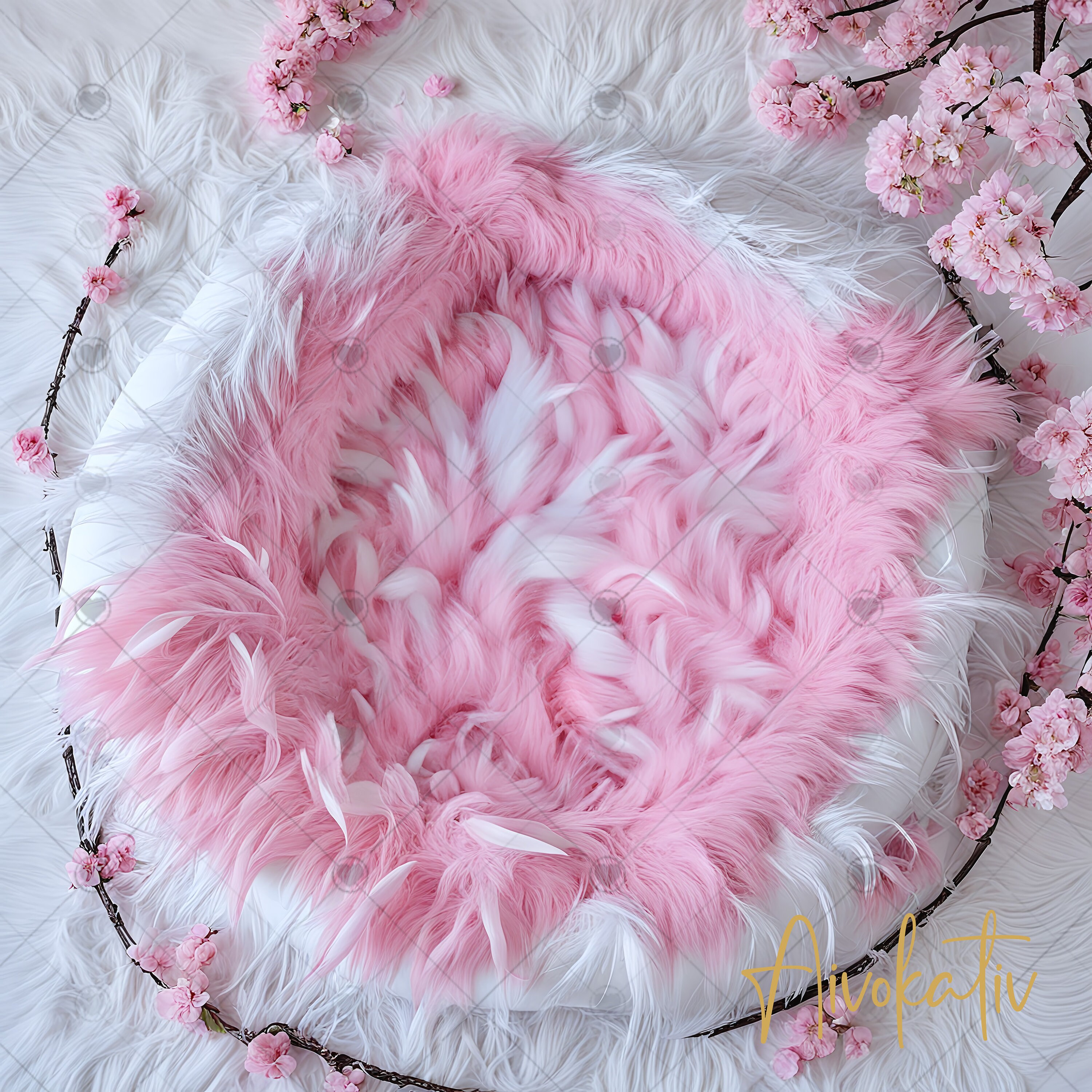 Pretty Spring Cherry Blossom Baby Digital Photography Backdrop, Digital ...