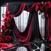 Elegant Red & Black Digital Photography Backdrop, Dramatic Fabric ...