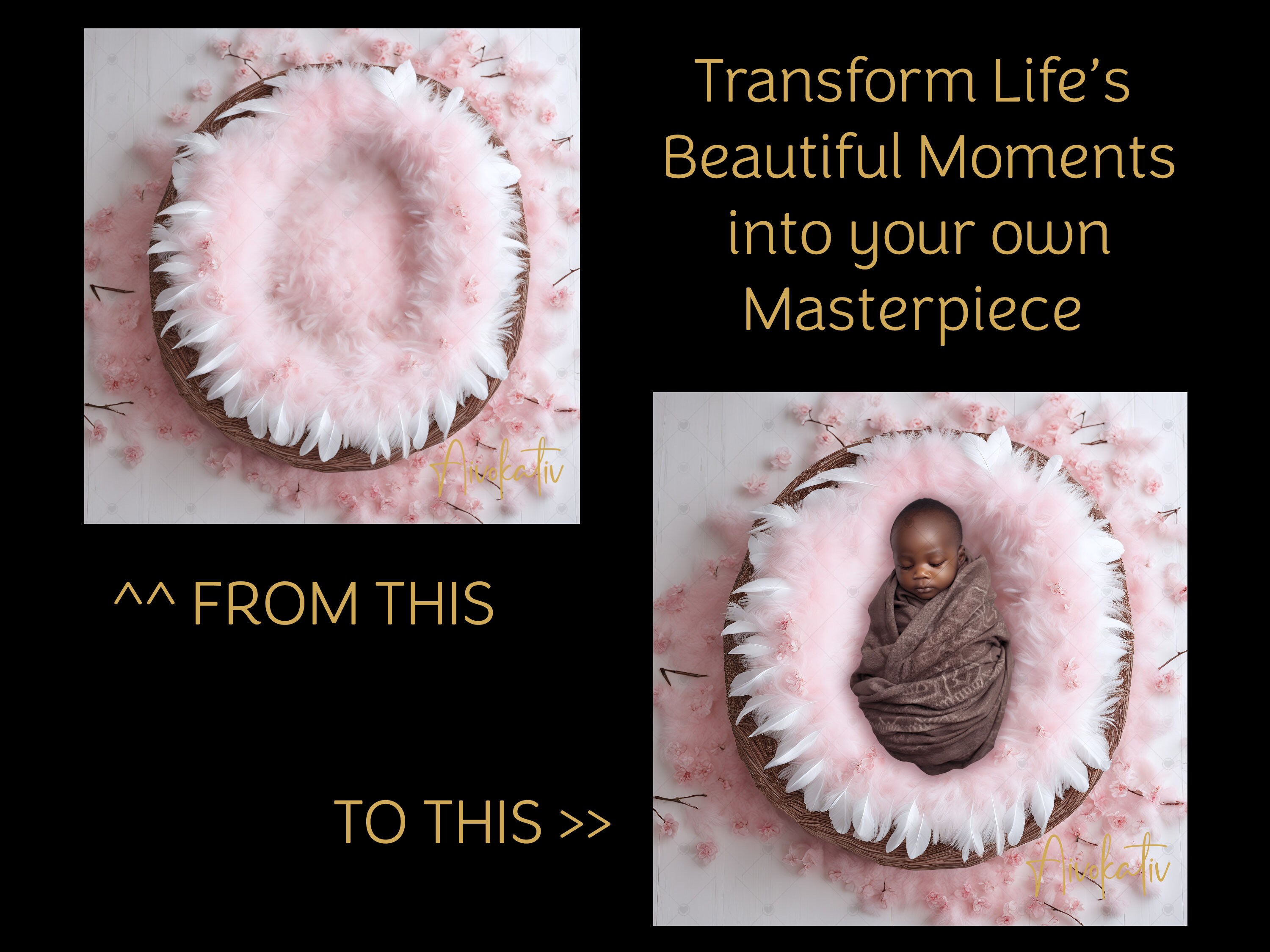 Pretty Spring Cherry Blossom Baby Digital Photography Backdrop, Digital ...