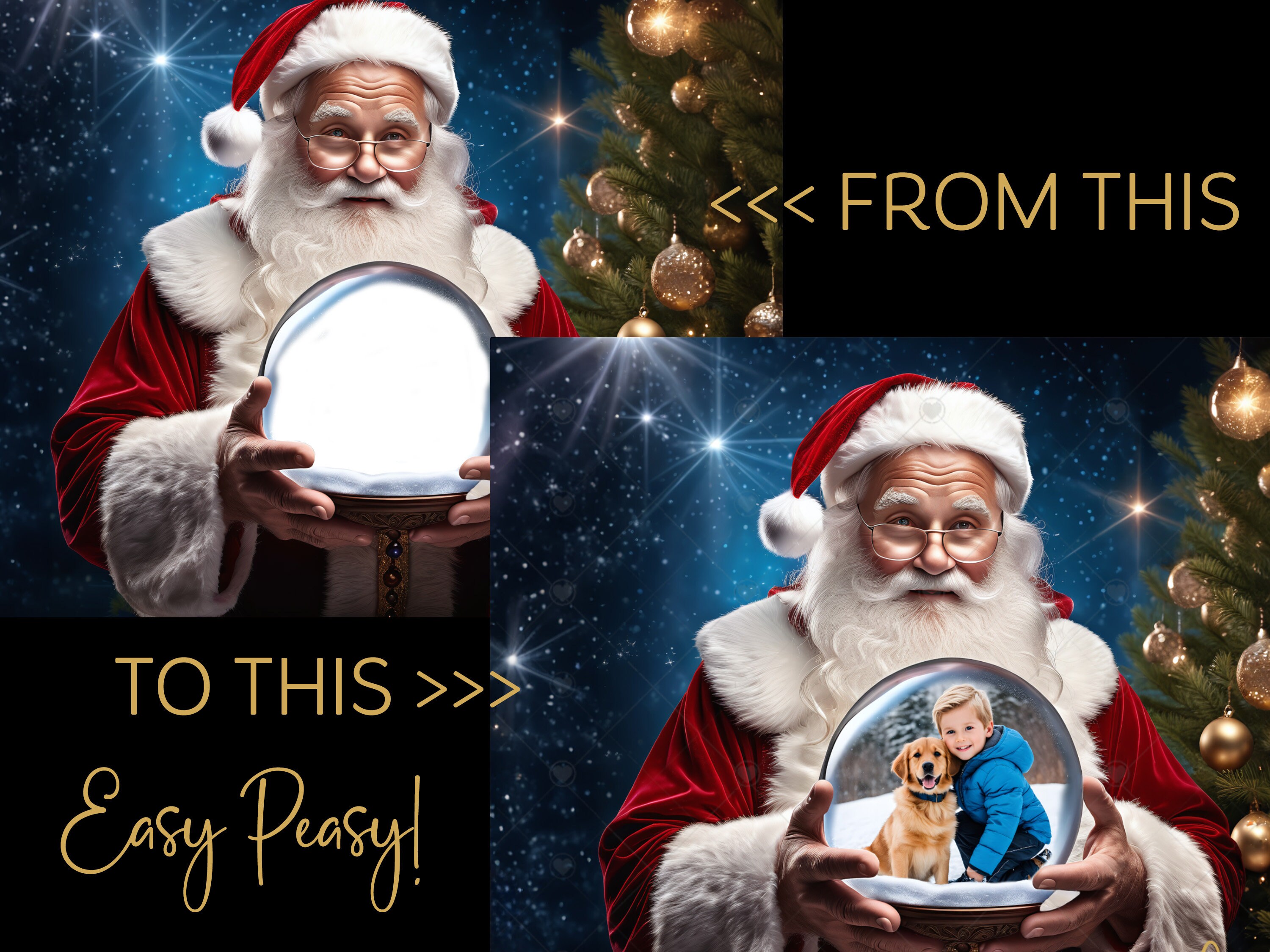 Santa Claus Christmas Snow Globe Photo Insert Digital Backdrop for ...