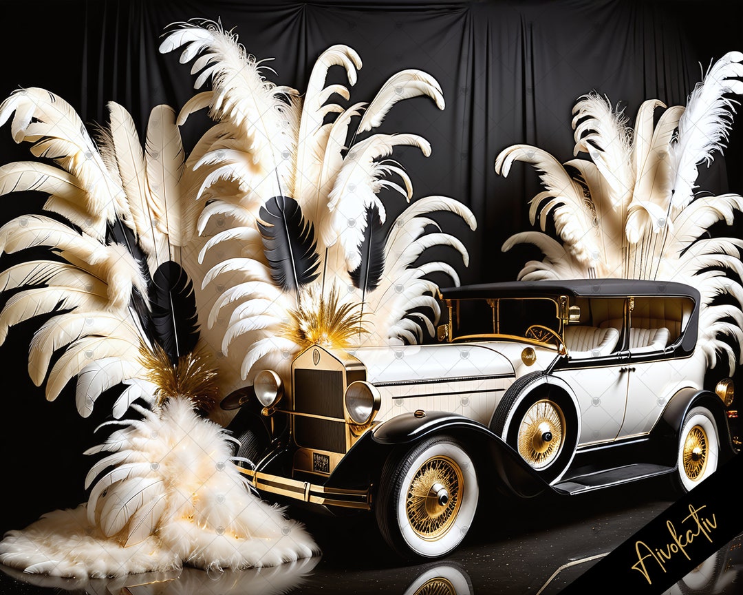 Elegant Gatsby Style Roaring 20's Ivory, Black & Gold Digital ...