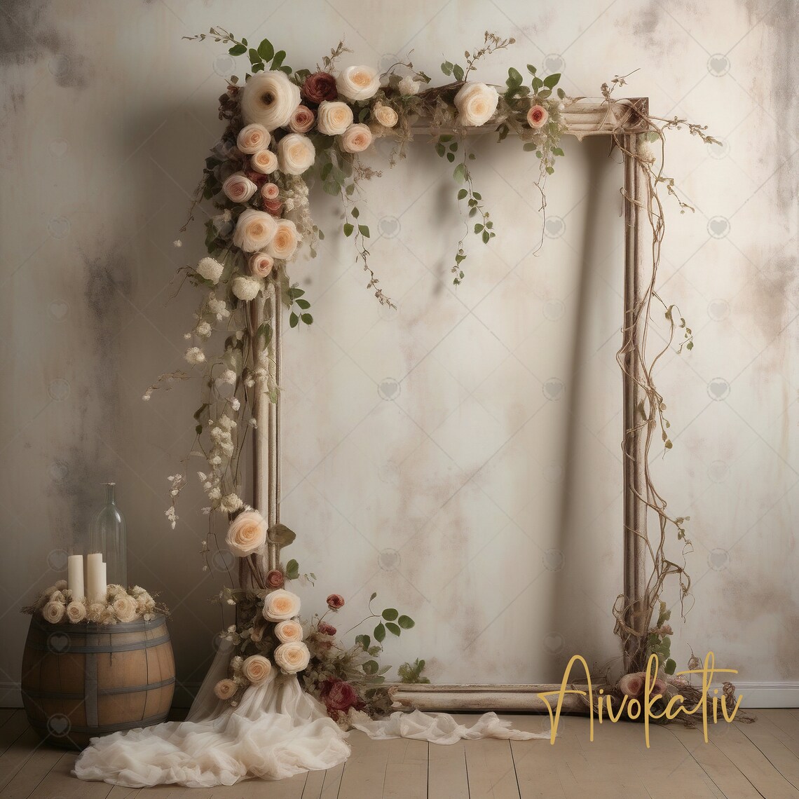 Romantic Boho Digital Floral Frame Photography Backdrop - Etsy