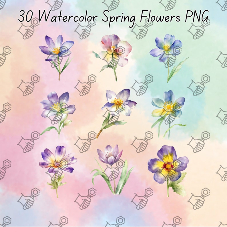 Printable Watercolor Flowers Clipart Pink Flower Bundle - Etsy