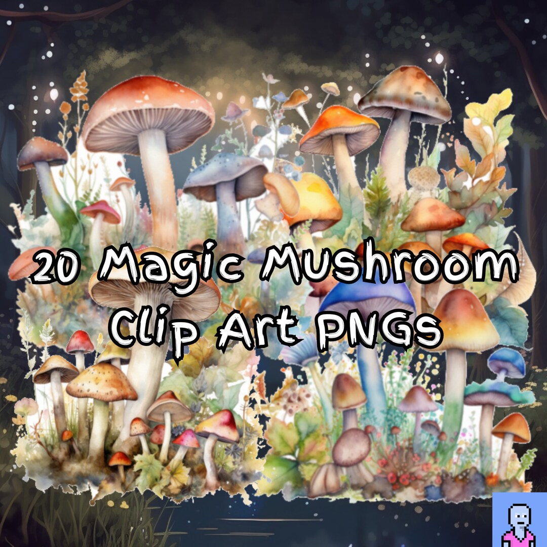 Watercolor Magic Mushrooms Clipart 20 High Quality Fantasy Mushrooms ...